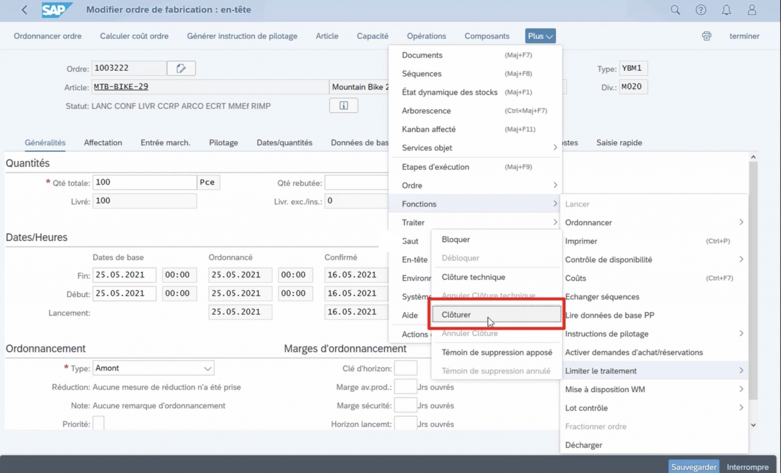 Clôturer un ordre de fabrication - www.sapworld.net